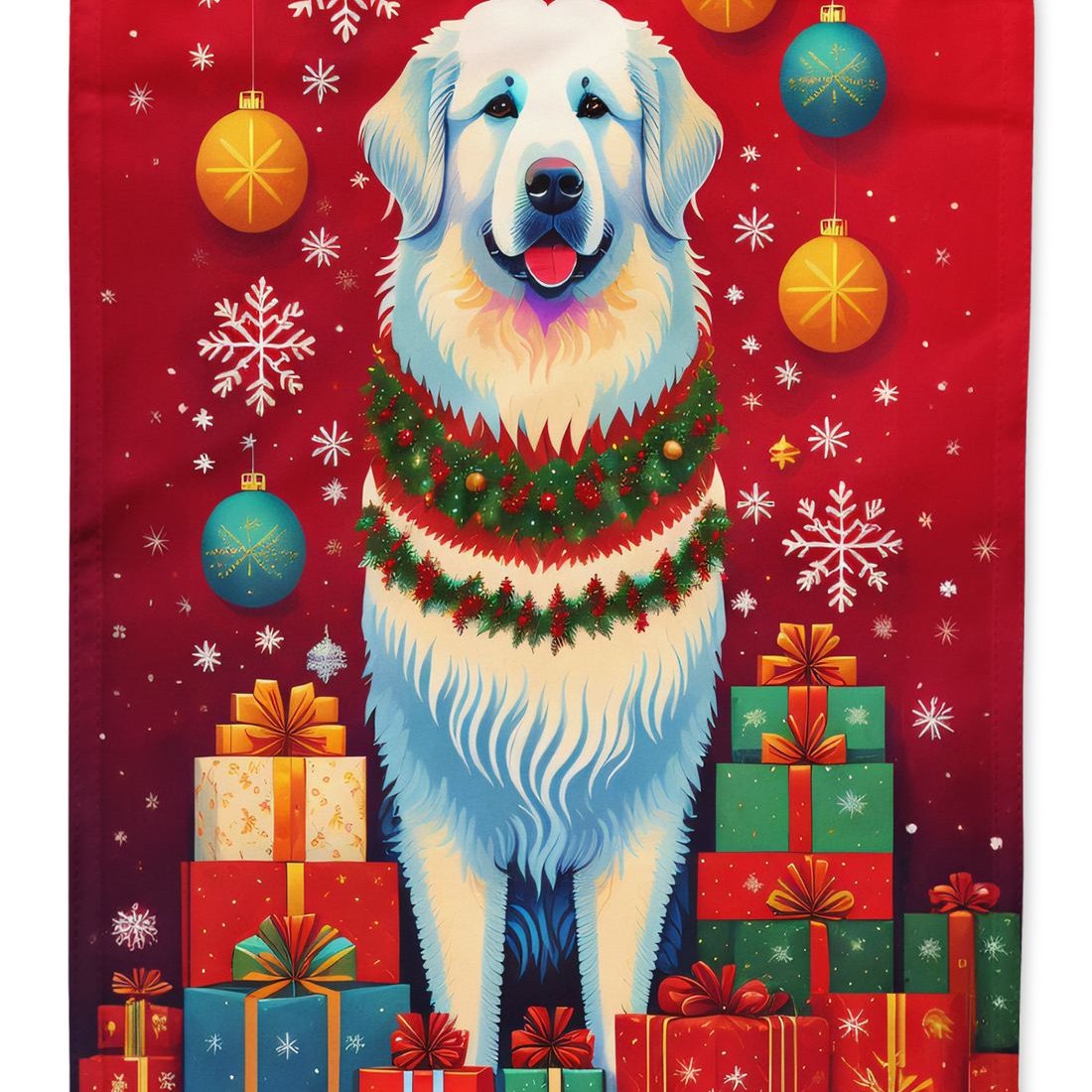 Edge Collections - 28" X 40" - Multicolor - Great Pyrenees Holiday ...