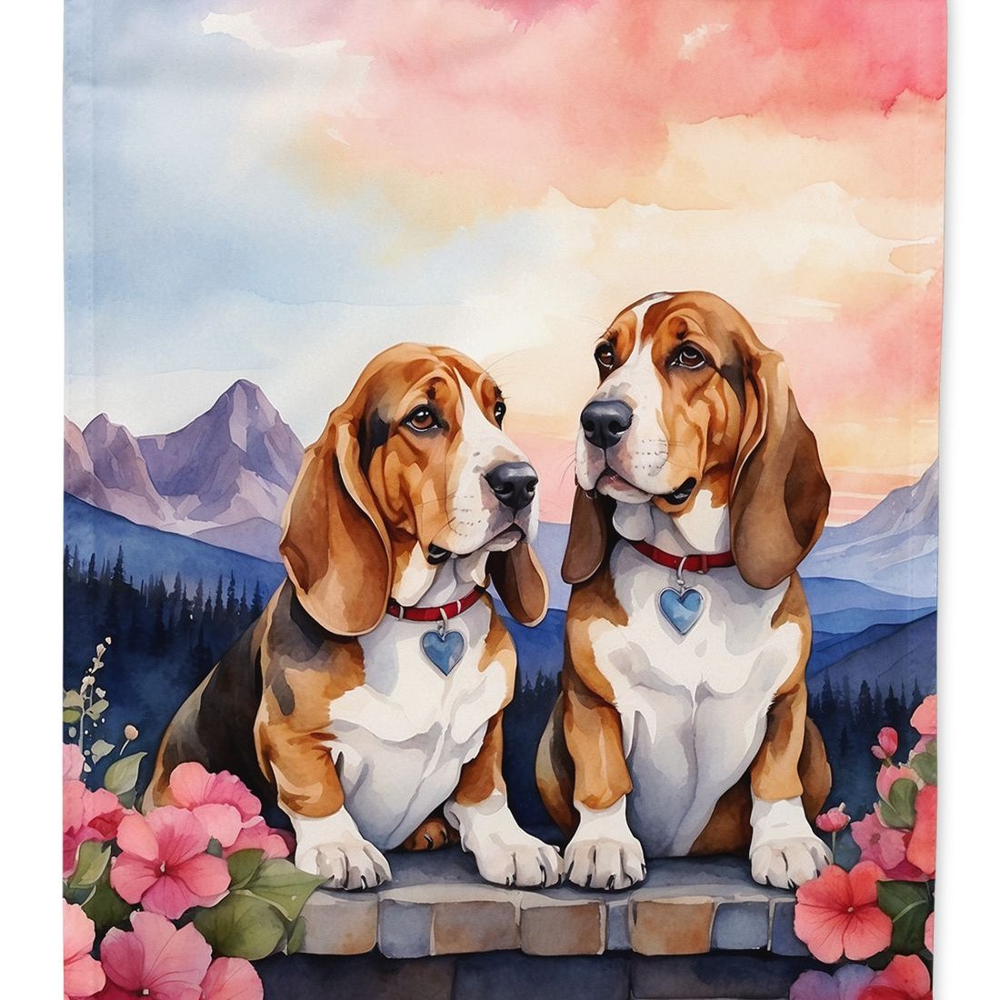 Edge Collections - 28" X 40" - Multicolor - Basset Hound Two Hearts ...