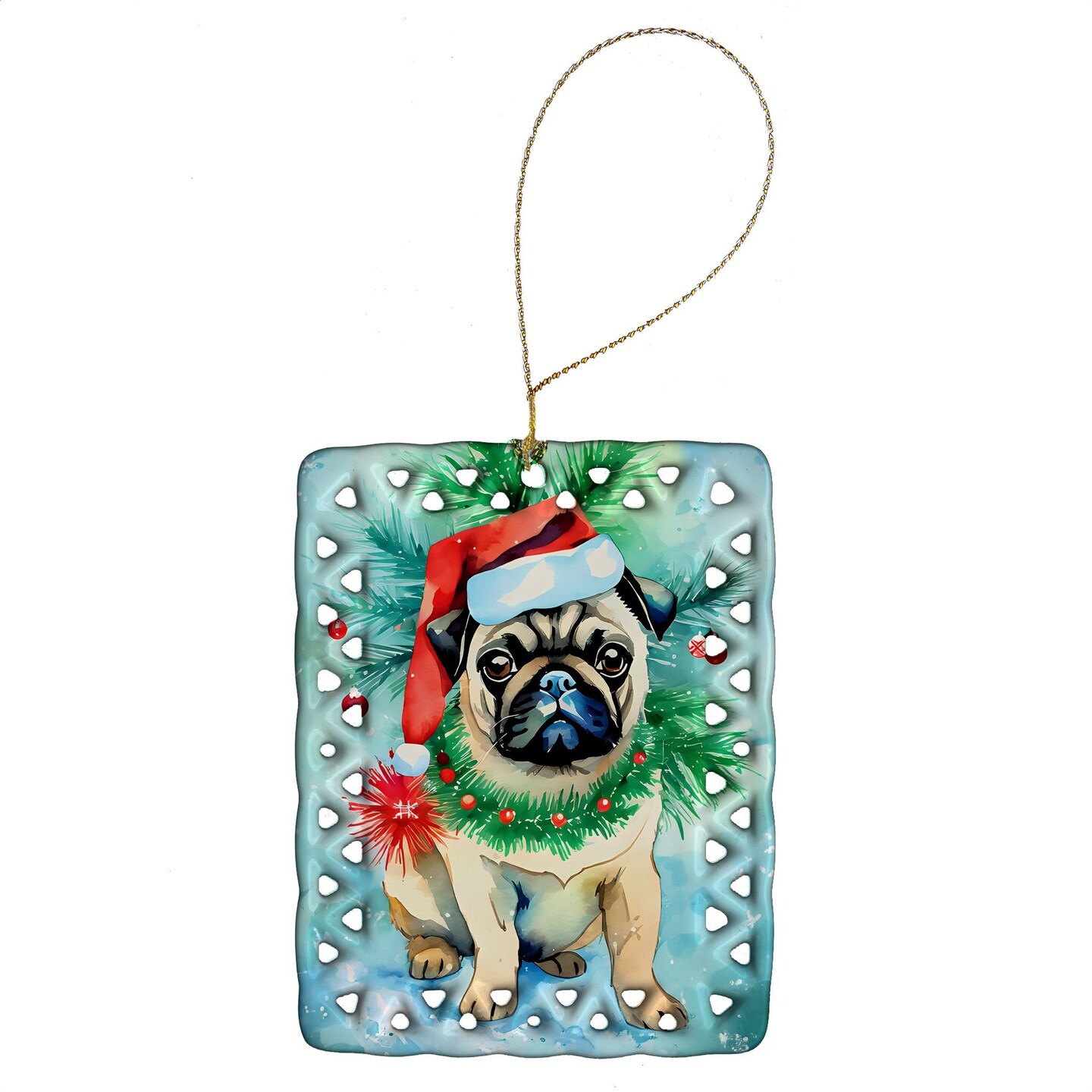 Edge Collections - 2.80" X 0.15" - Multicolor - Pug Holiday Porcelain ...