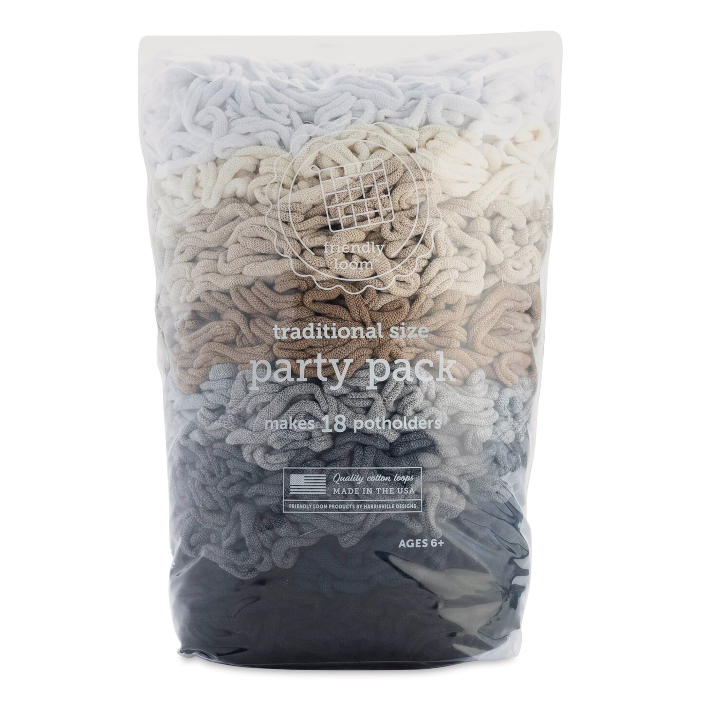 Friendly Loom Traditional Size Cotton Loops - Neutrals, Party Pack ...