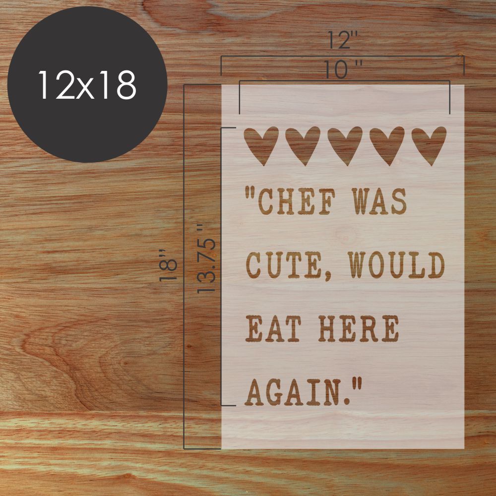 Chef Was Cute Poster Art Stencil | DIY Stencil | Chalkboard Stencil ...
