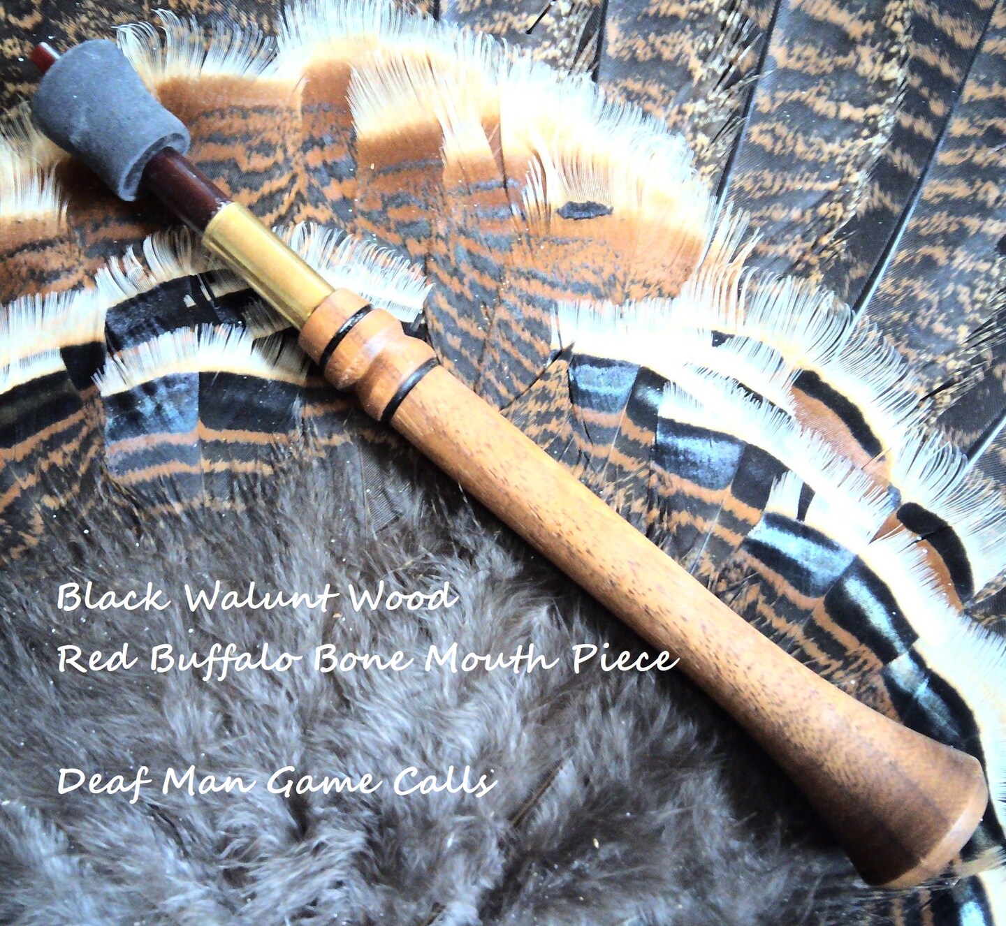 Turkey Trumpet Game Call Black Walnut, Red Buffalo Horn Mouth Piece ...