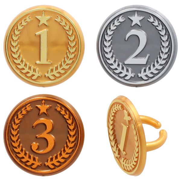 Gold, Silver, and Bronze Medal Foil Cupcake Rings 12ct | Michaels