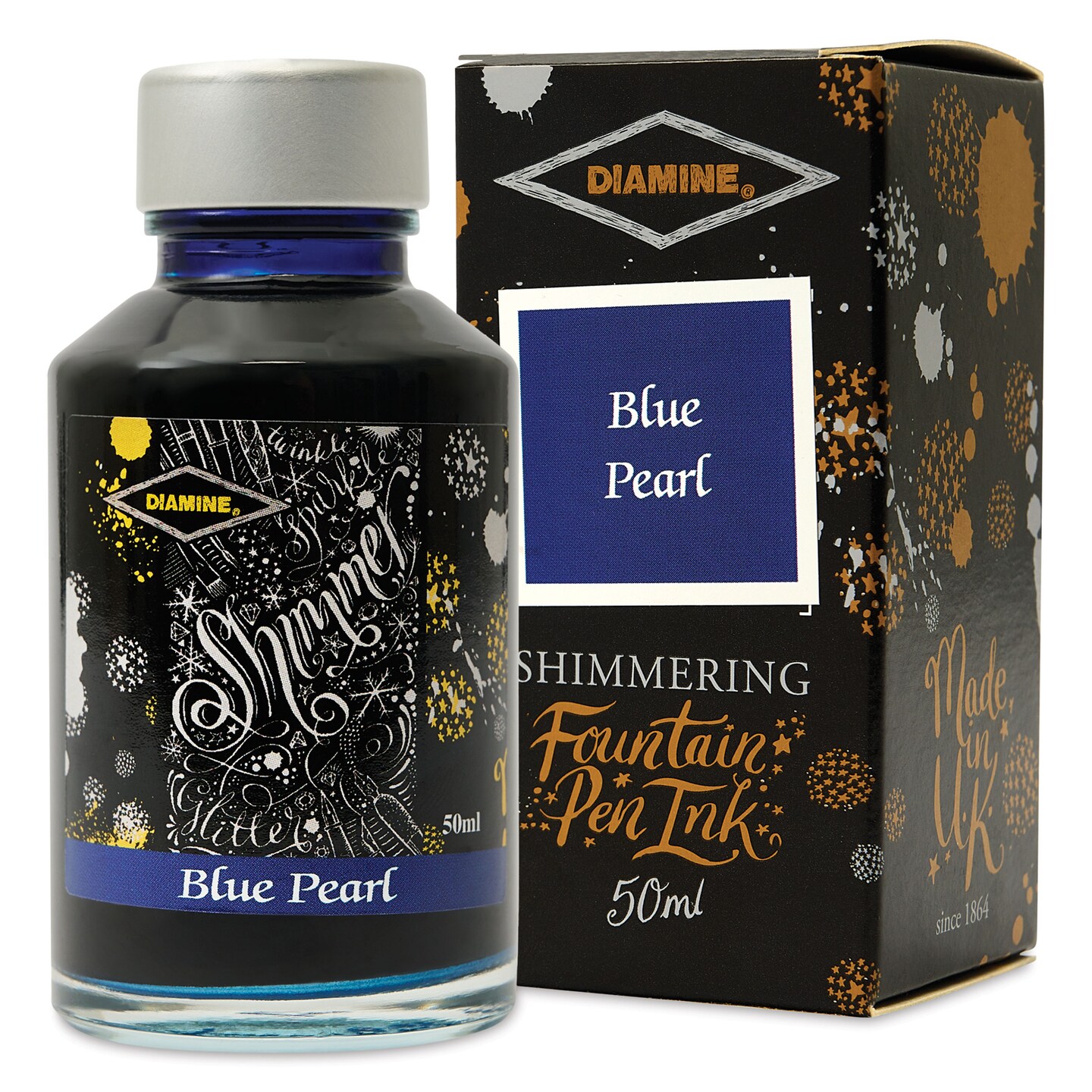Diamine Shimmer Fountain Pen Ink - Blue Pearl, 50 ml, Count: 1, Model ...