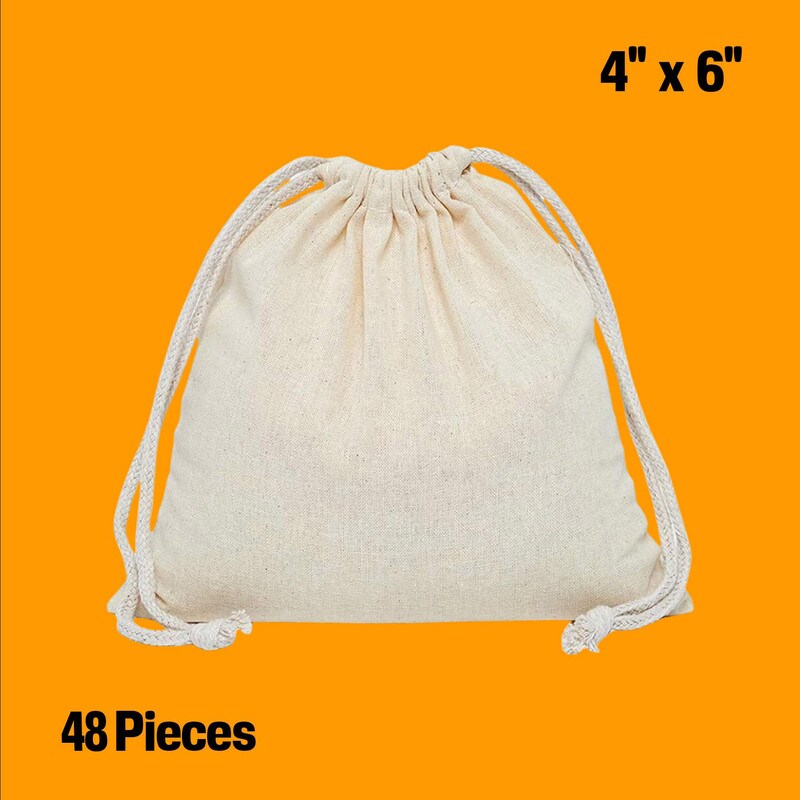 Small Plain Cotton Muslin Pouch – 4x6 Inch Drawstring Bag | Michaels