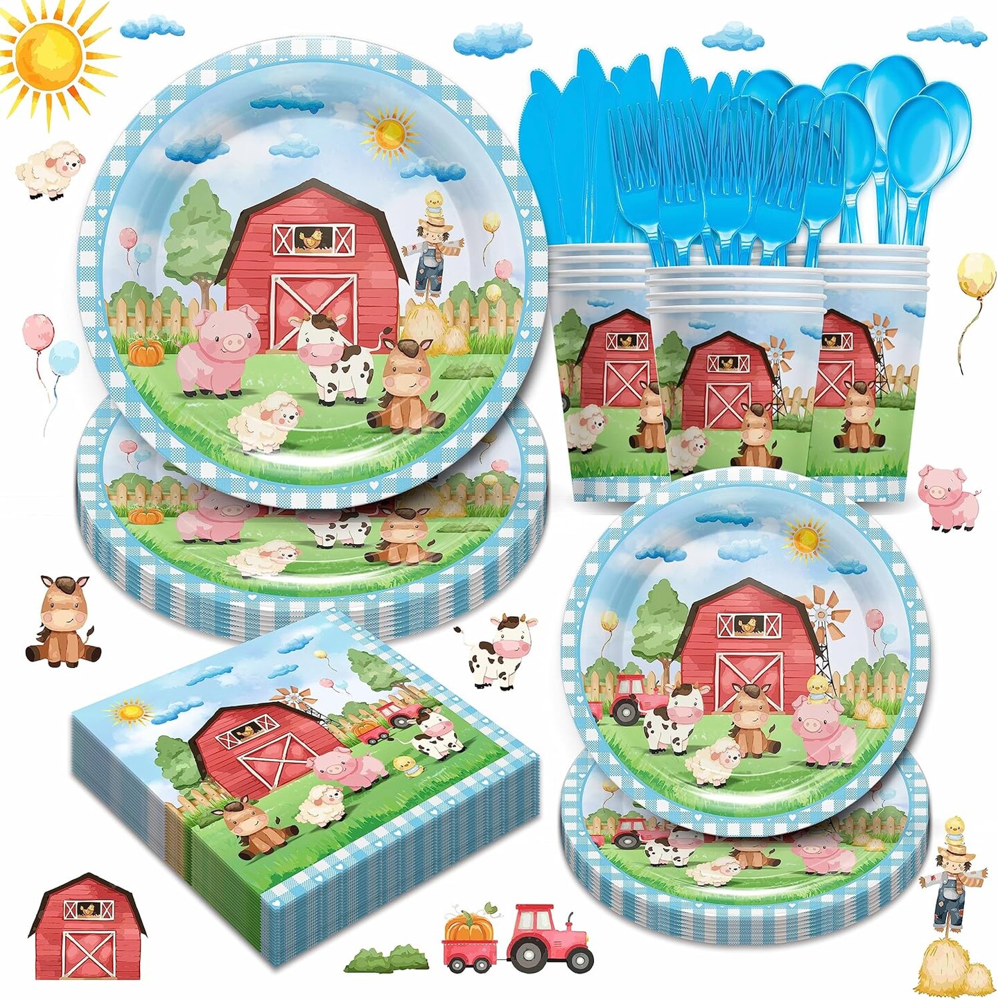 Farm Animal Baby Shower Tableware Set - Serves 24 (Plates) | Michaels