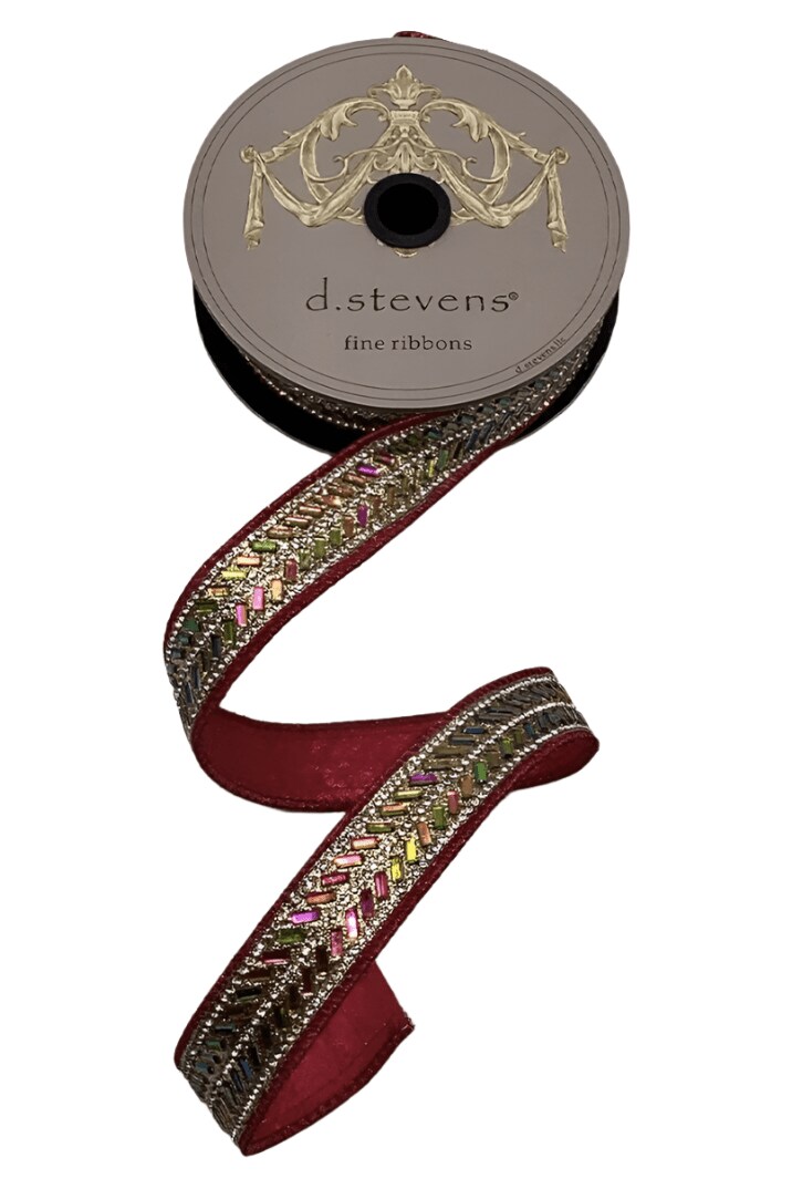 1" Metallic Dupion Herringbone Jewel Ribbon: Pink (5 Yards) | Michaels