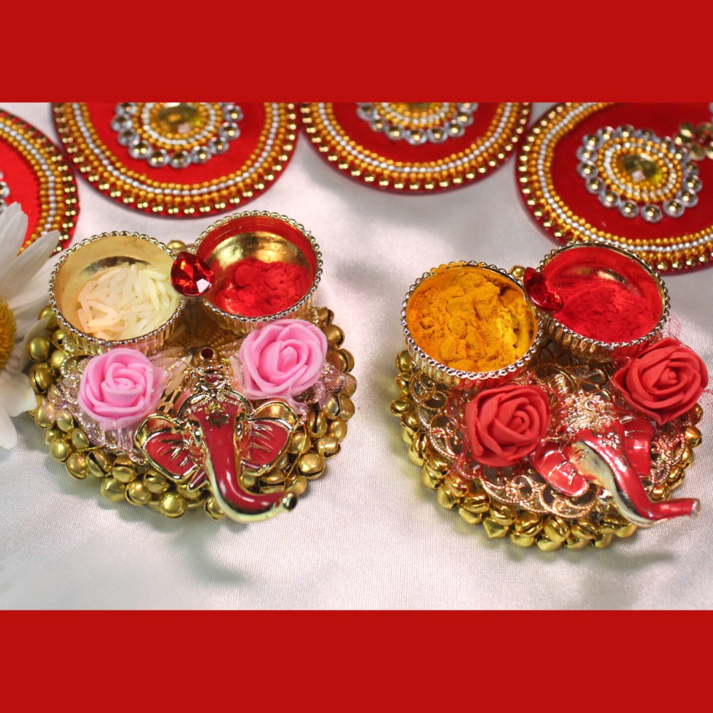 Ganesha Bulk Haldi Kumkum Thali Holder, Pooja Return Gift, Indian ...