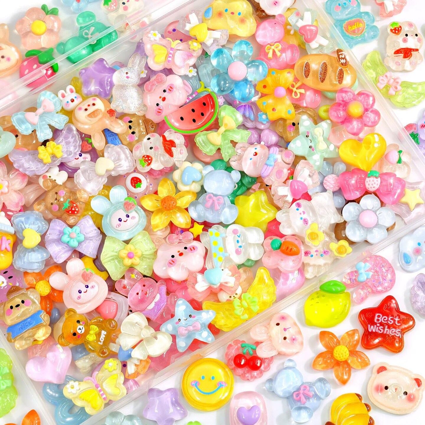 100Pcs Mixed Colors Slime Charms Assorted Cute Jelly Embellishments ...