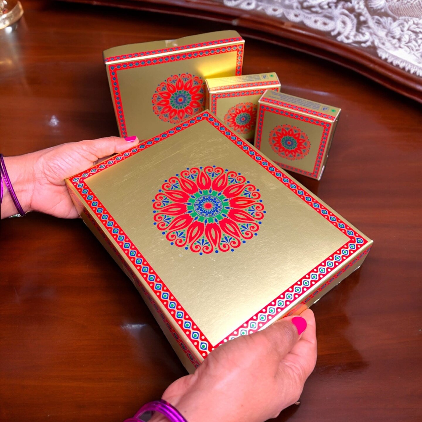 Sweet Boxes for Indian Sweets Mandala Design Empty Mithai Box for Ladoo ...