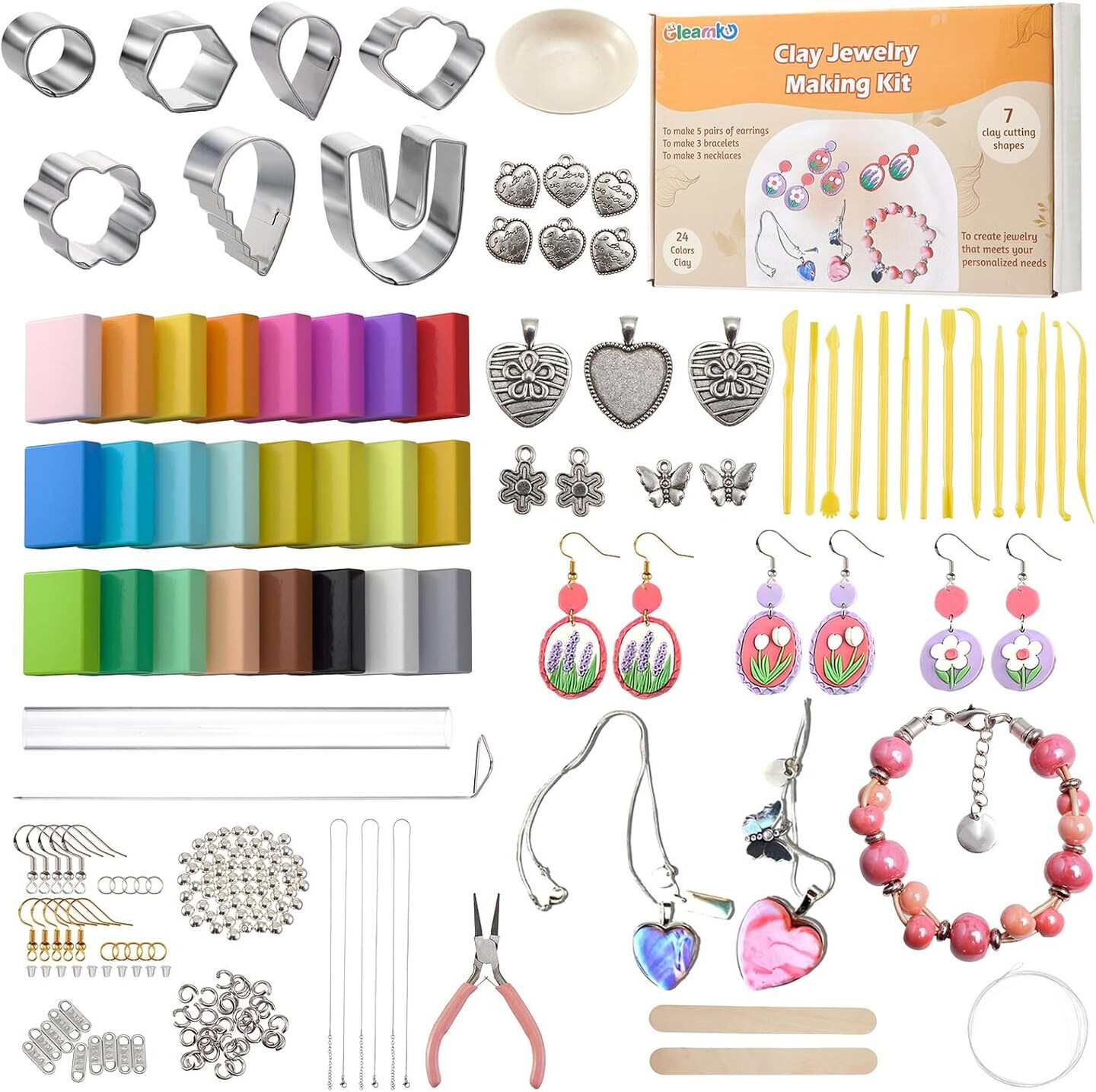 Jewelry Dish Making Kit, w/24 Color Polymer Clay, 7 Circle Cutters, Rollers,212 pcs | Michaels