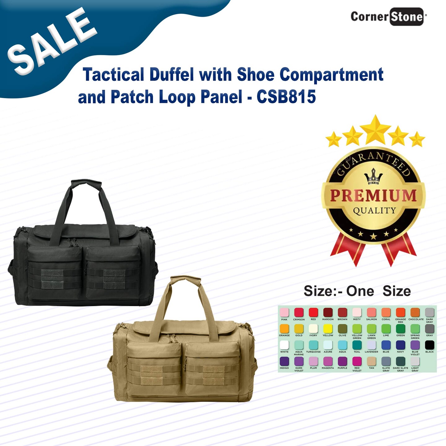CornerStone® Tactical Duffel with Shoe Compartment and Patch Loop Panel ...