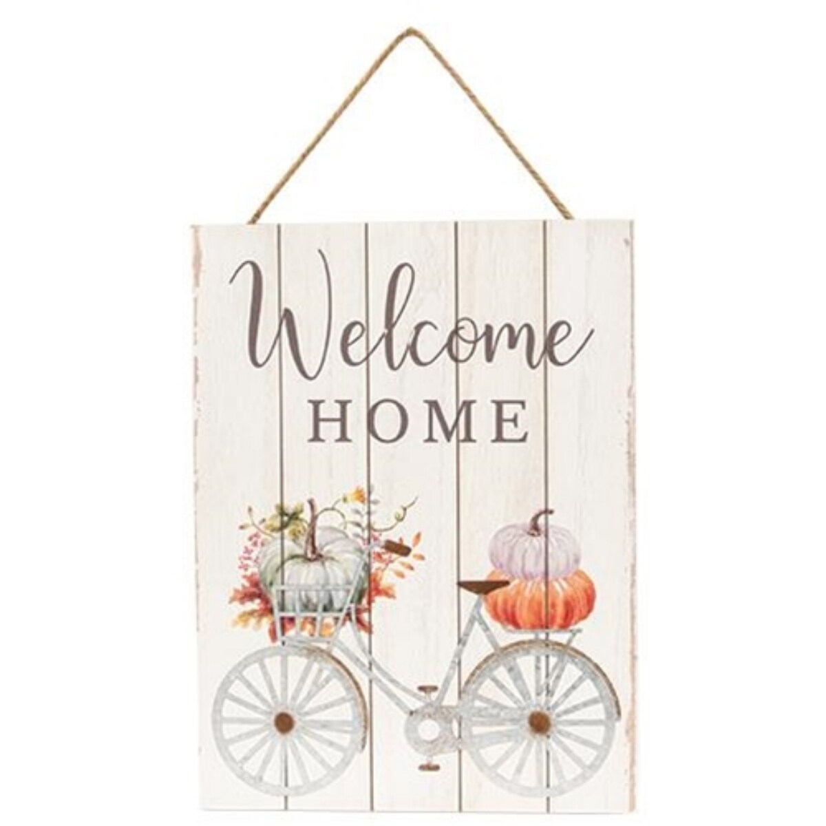 Rustic Welcome Home Sign with Pumpkin Bicycle Cut-Out Design and ...