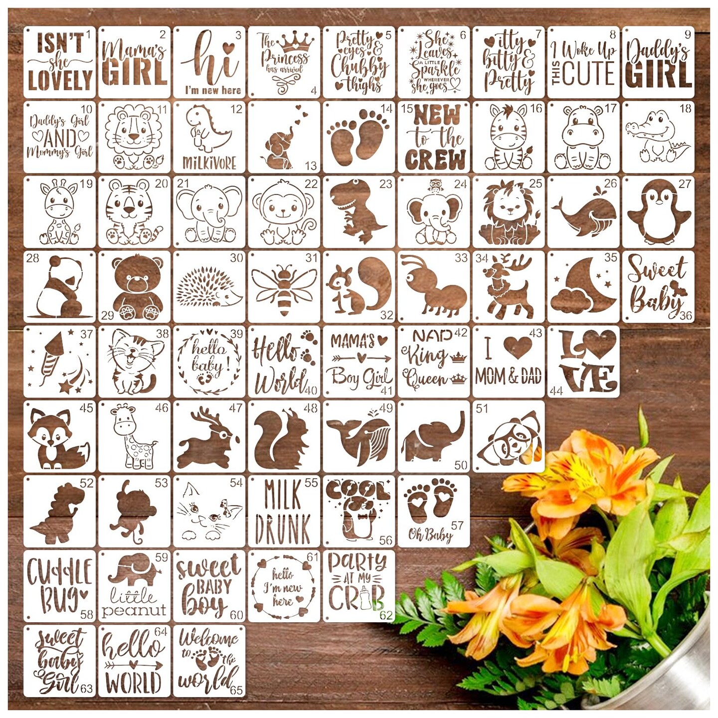 Small Stencils for Painting on Wood Reusable, 3 Inch Reusable Stencil ...