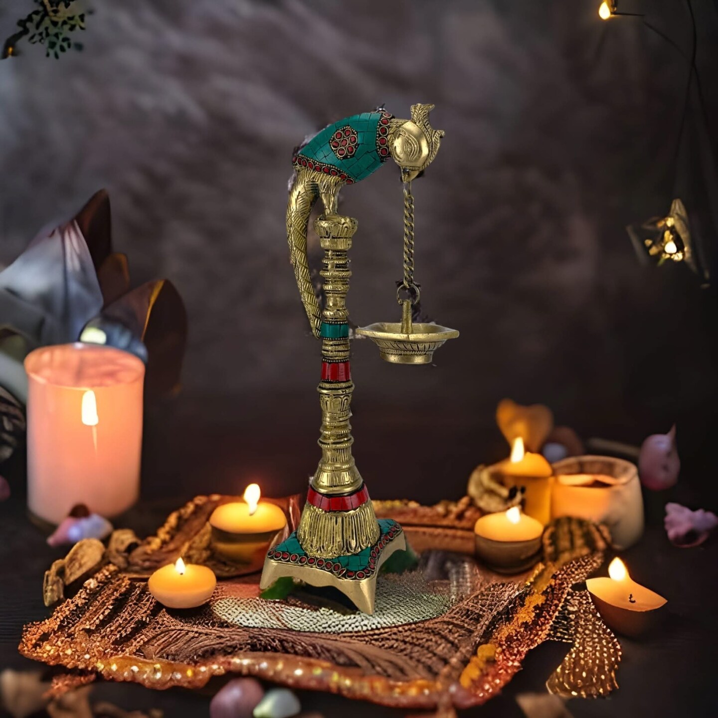 Brass Parrot Wall Hanging Diya with Chain Annam Hanging Idol Oil Lamp ...