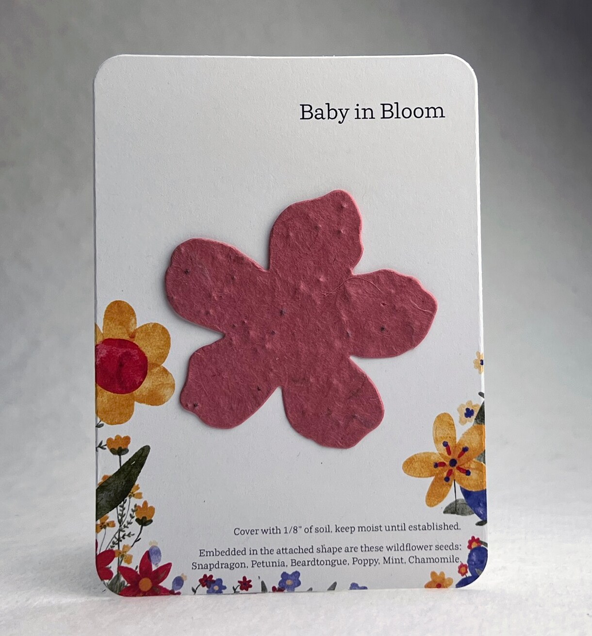 Custom Recycled Cards with Wildflower Seed Paper Flower - Baby in Bloom ...