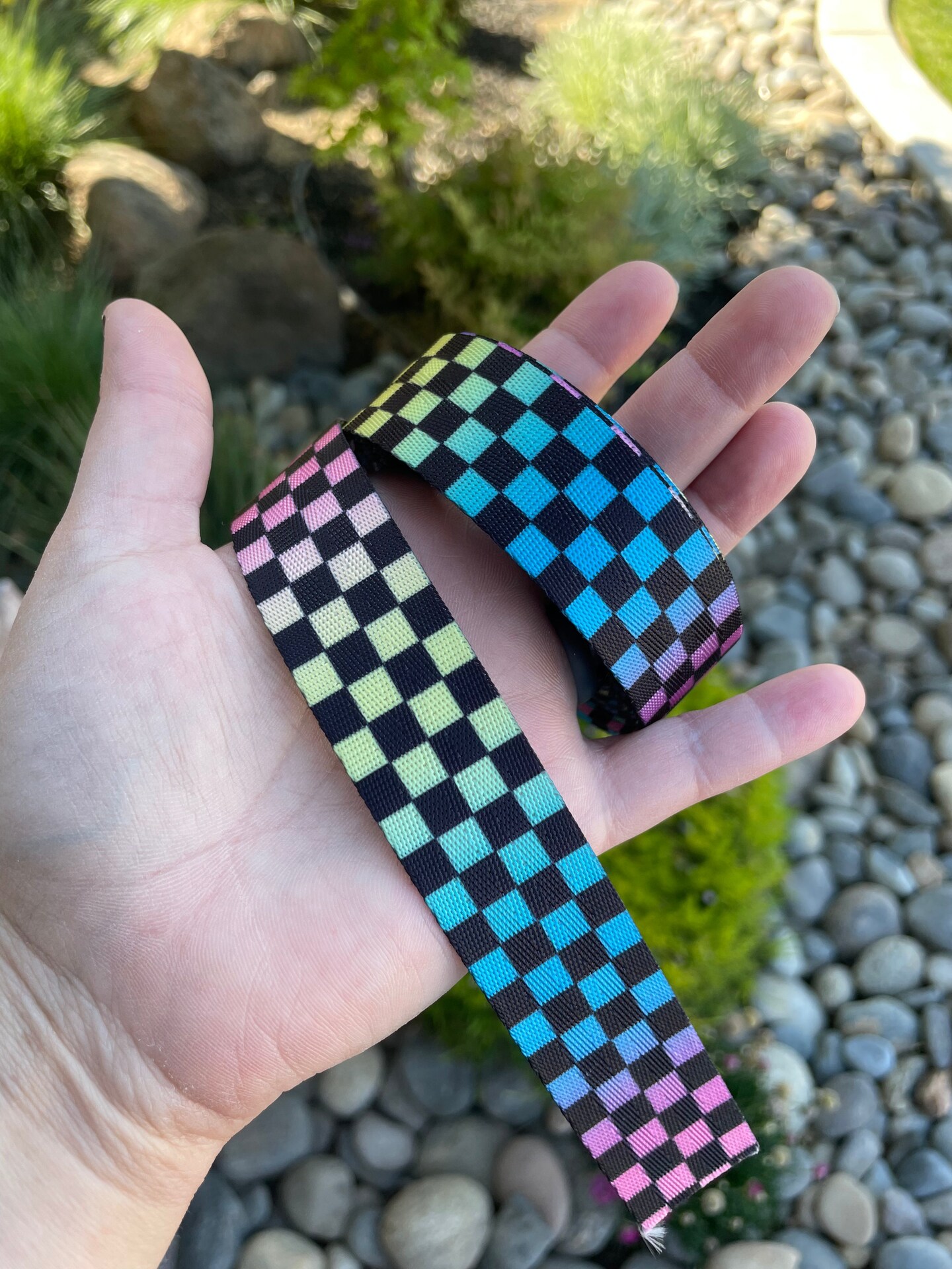 Bright Rainbow Ombré Check 1” Seatbelt Webbing (by the yard) | Michaels