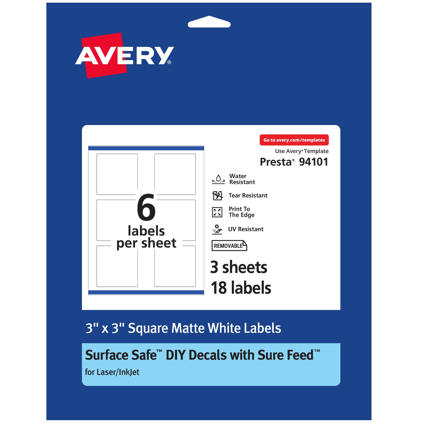 Avery Square Labels with Sure Feed, 3" x 3" | Michaels