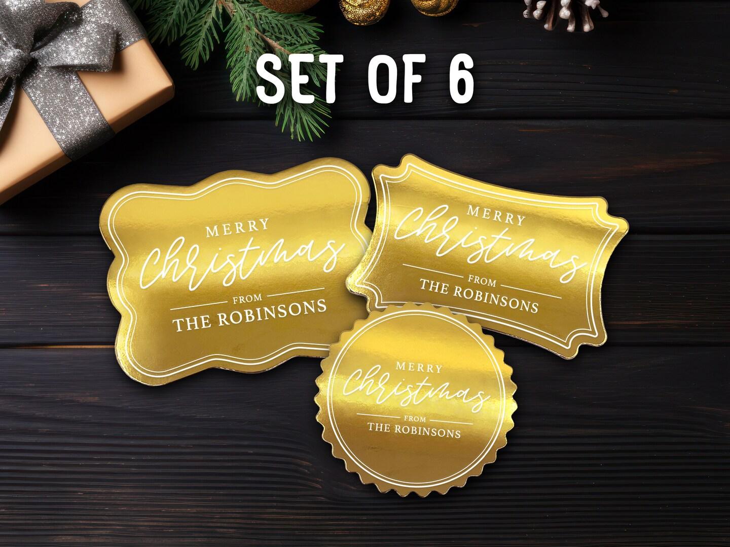 Gold Foil Merry Christmas Tags | Set of 6 | Personalized Gift Tags ...