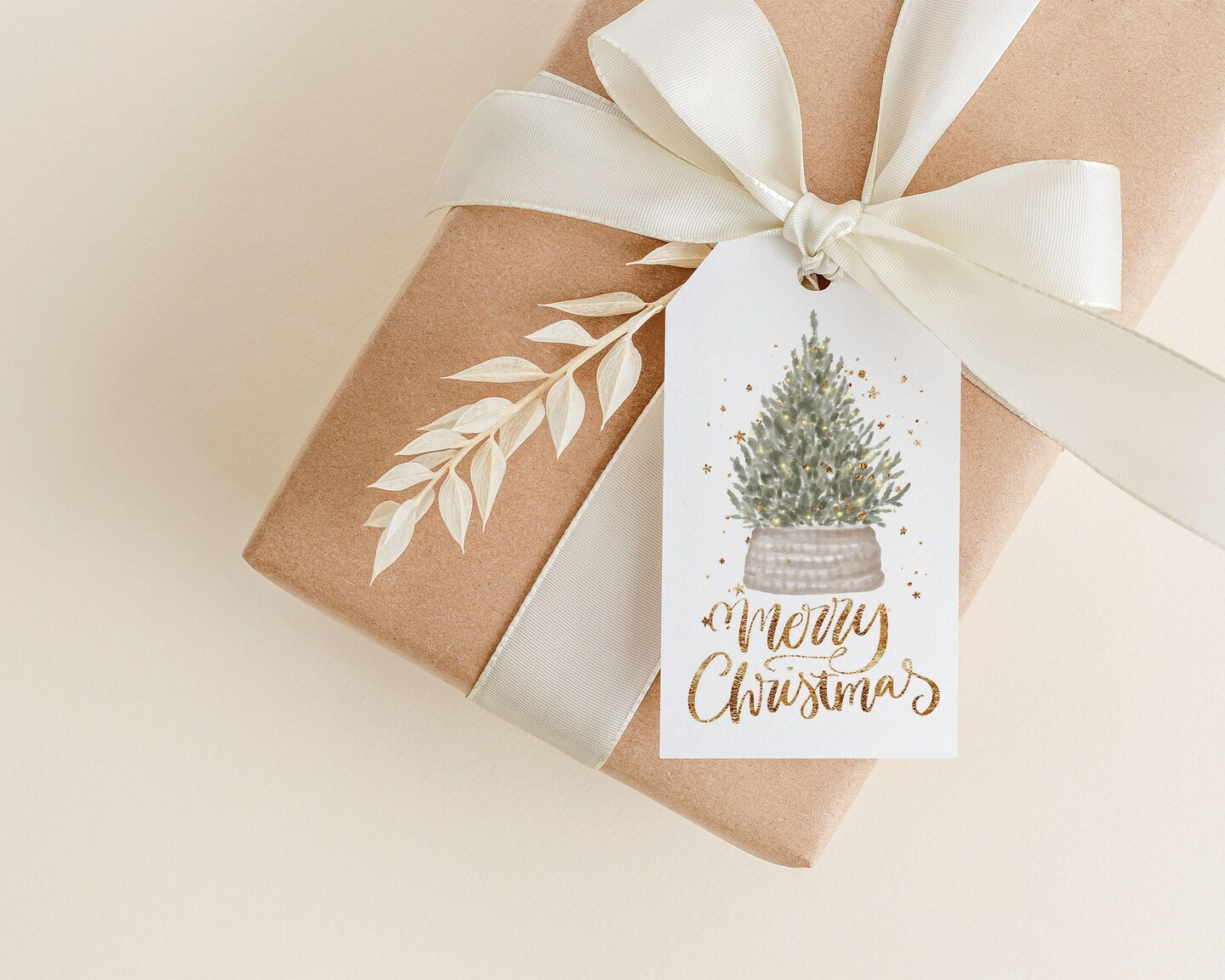 Gold Christmas Tree Gift Tag, Christmas Gift Tag, Gift Tags with string ...