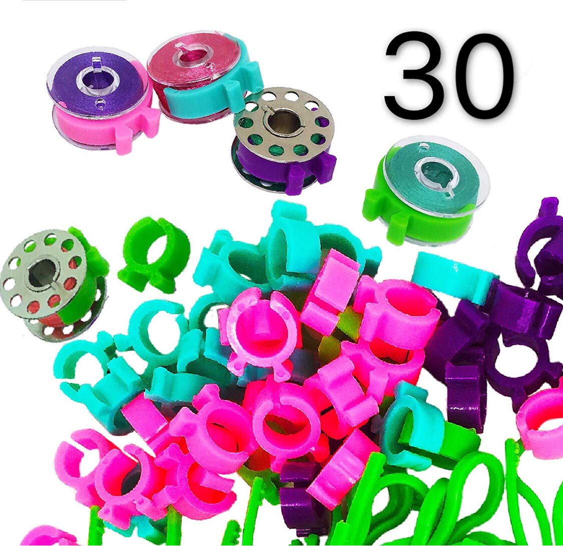 30 Piece Bobbin Holder Set for Sewing Machines - Bobbin Clamps for ...
