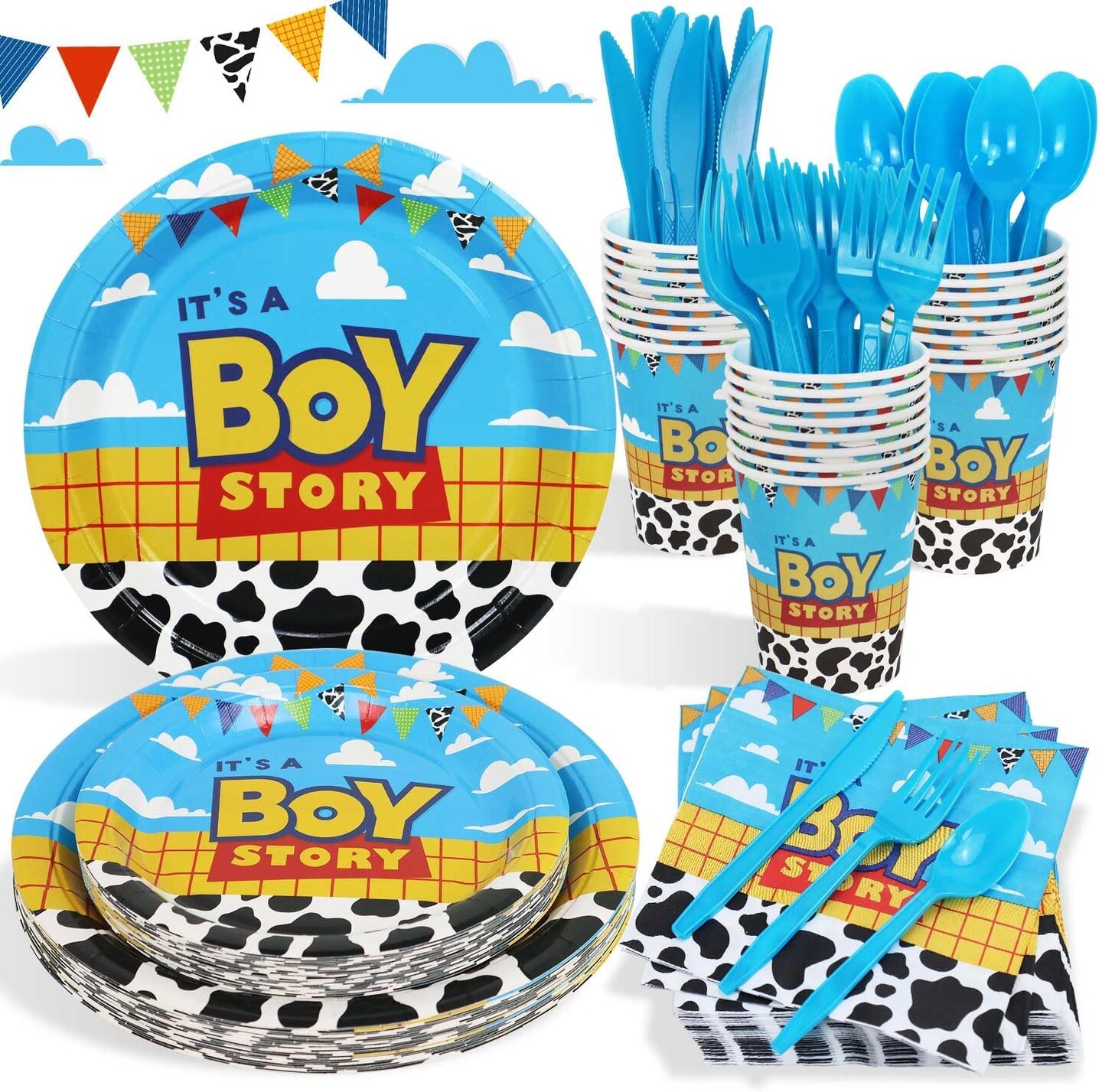 175 Pcs Cartoon Boy Baby Shower Cutlery Set | Michaels