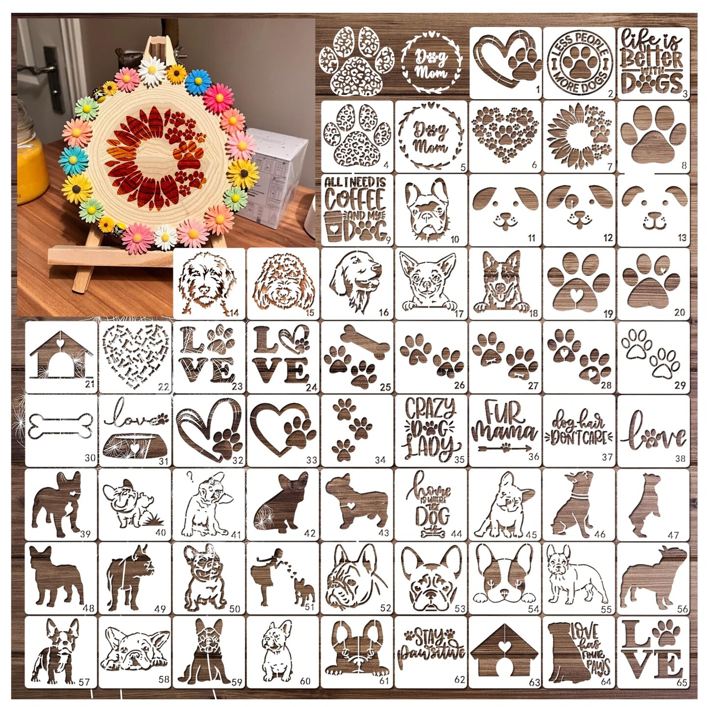 Small Stencils for Painting on Wood Reusable, 3 Inch Reusable Stencil for Craft Ornament Paint ...