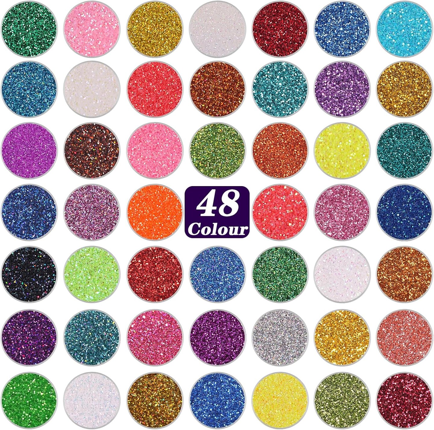 48 Assorted Holographic Iridescent Metalic Colors Extra Fine Glitter ...