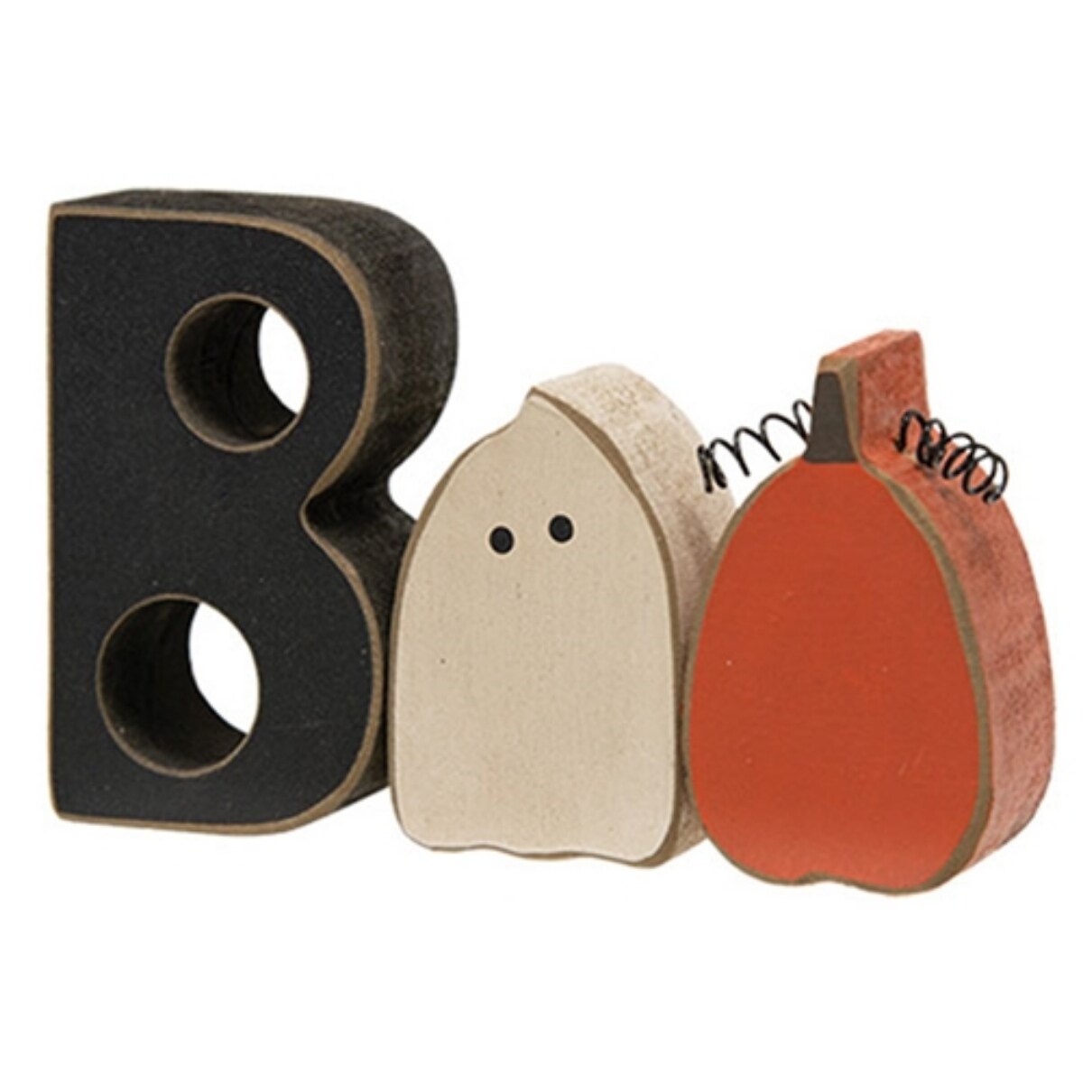 Set of 3 Painted Wooden Halloween Signs Boo Ghost and Pumpkin Blocks ...