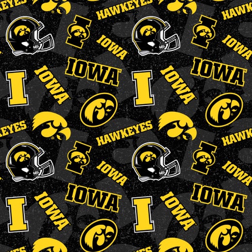 Licensed NCAA University of Iowa Tone on Tone IA-1178 Cotton Fabric by ...