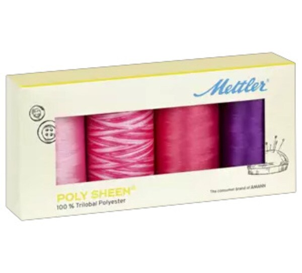 Mettler Poly Sheen Blossom Thread Set by Mettler | (4 40wt Cotton Large ...