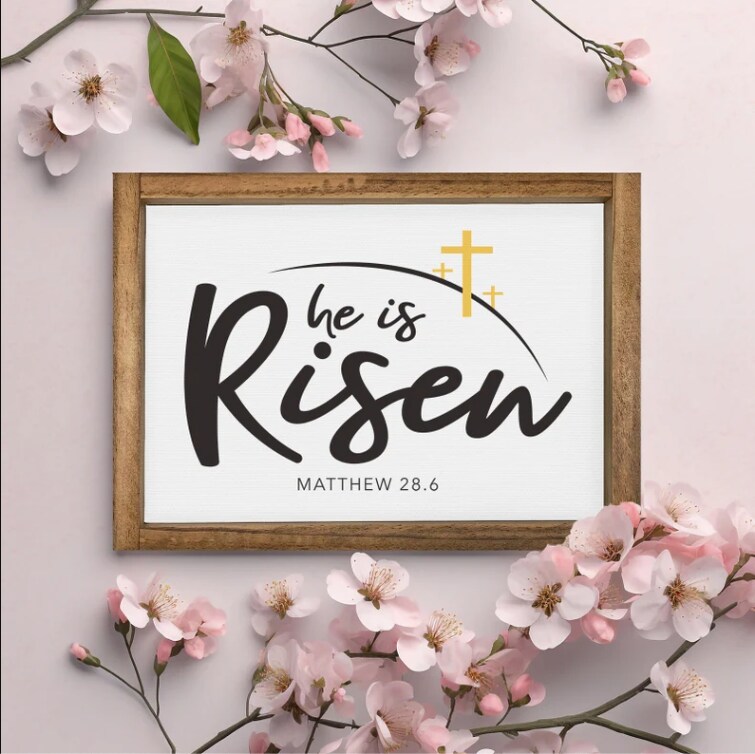 He is Risen — Easter Wall Decor, Bible Verse Print, Home Wall Decor ...