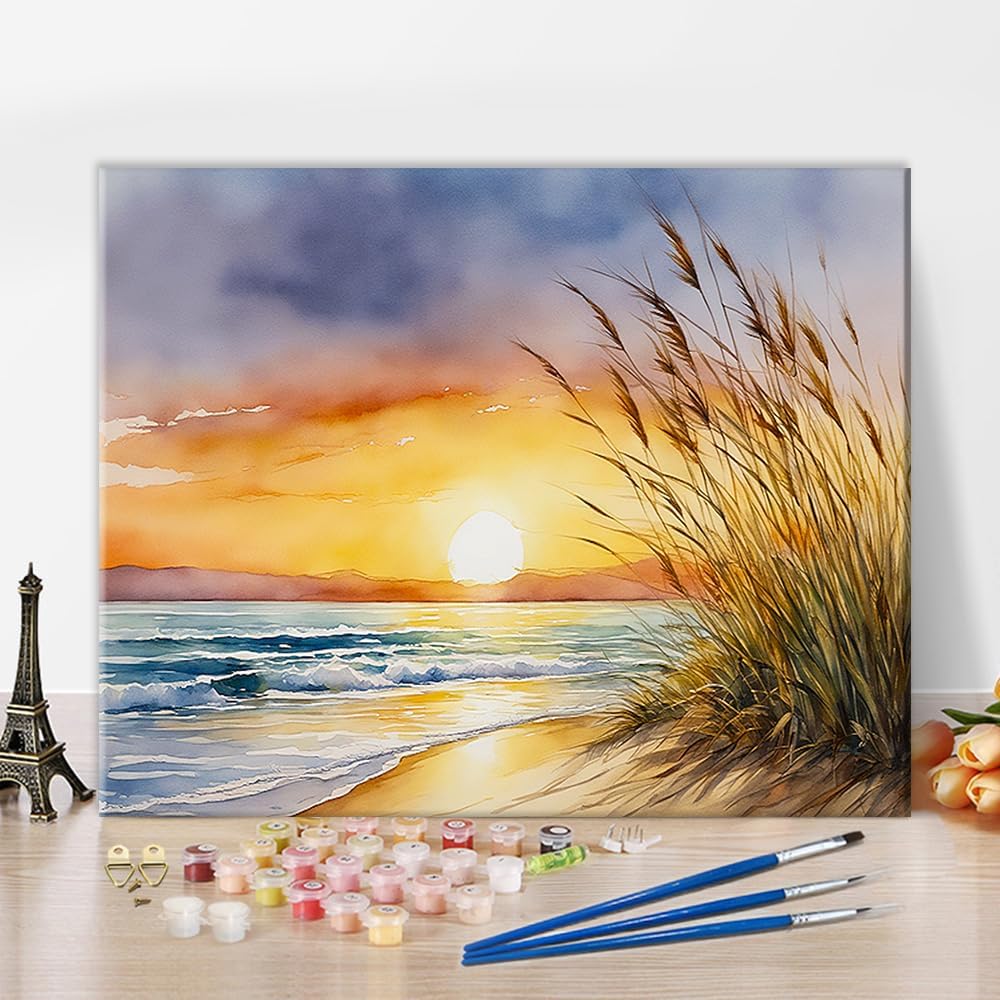 Sunset Paint by Numbers for Adults Sand and Beautiful Sunset Sky DIY ...
