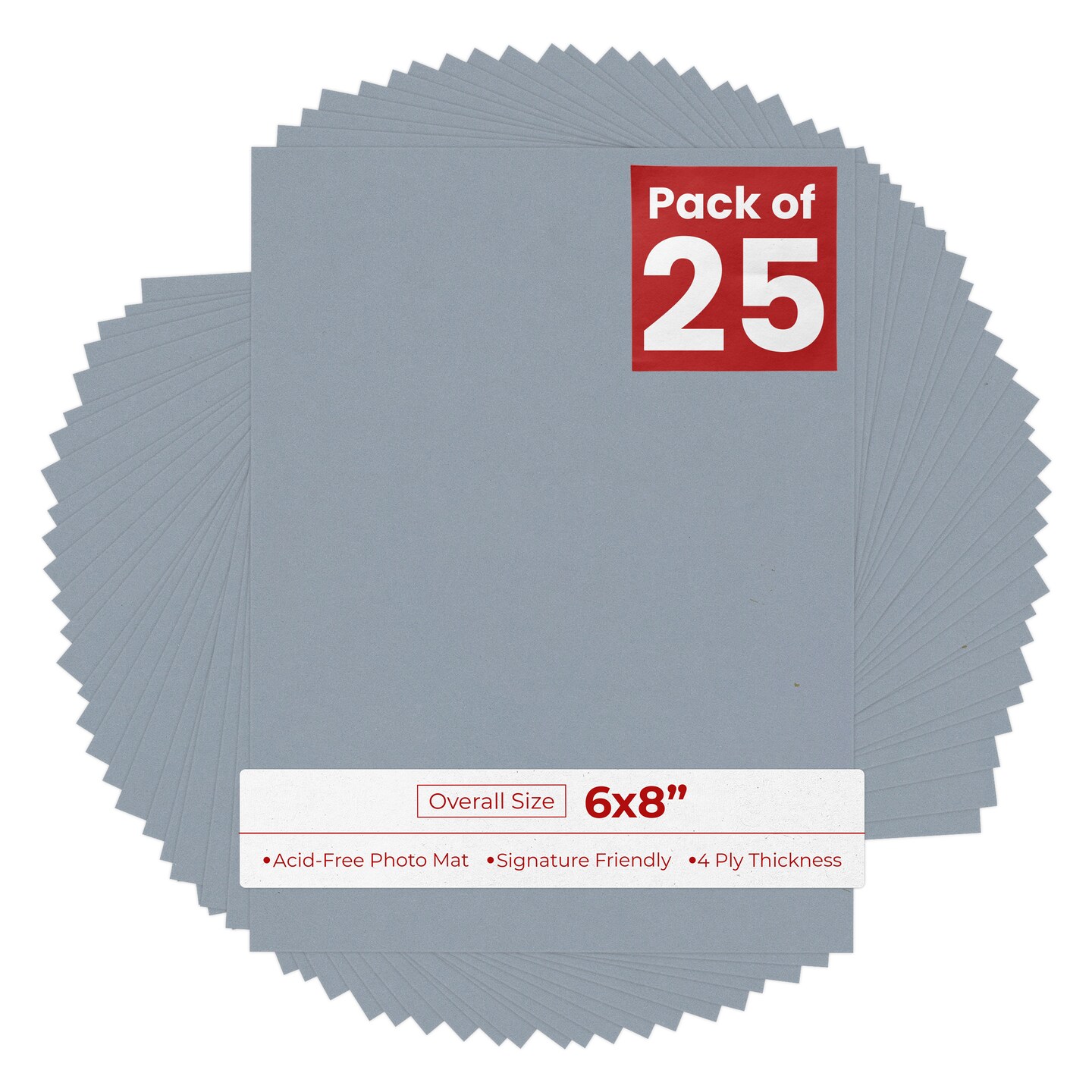 Mid Grey 6x8 Uncut Mat Board - Blank Sheets, No Opening, Color: Grey ...