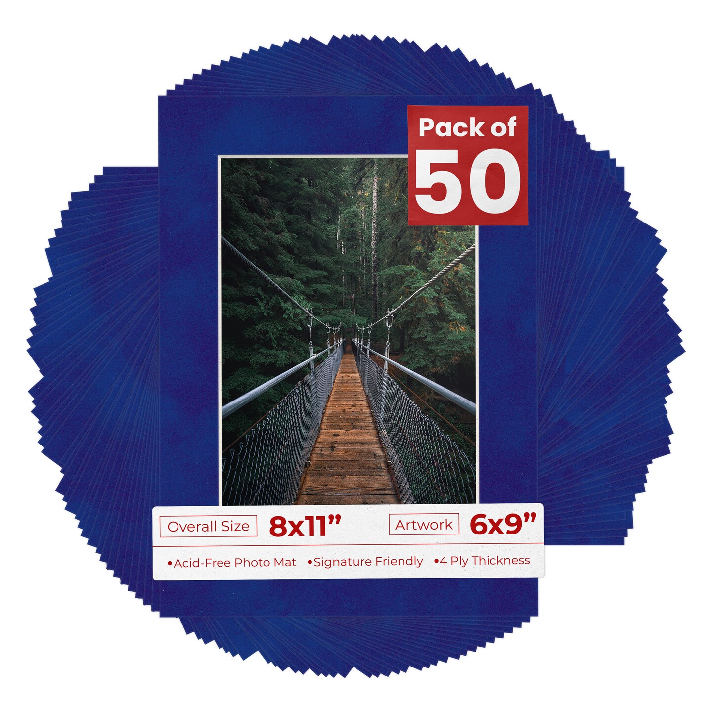 Royal Blue Suede Mat Board for 8x11 Frames - Fits 6x9 Photos, Color ...