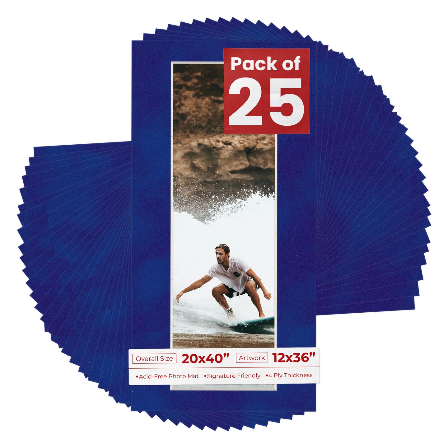 Royal Blue Suede Mat Board for 20x40 Frames - Fits 12x36 Photos, Color ...