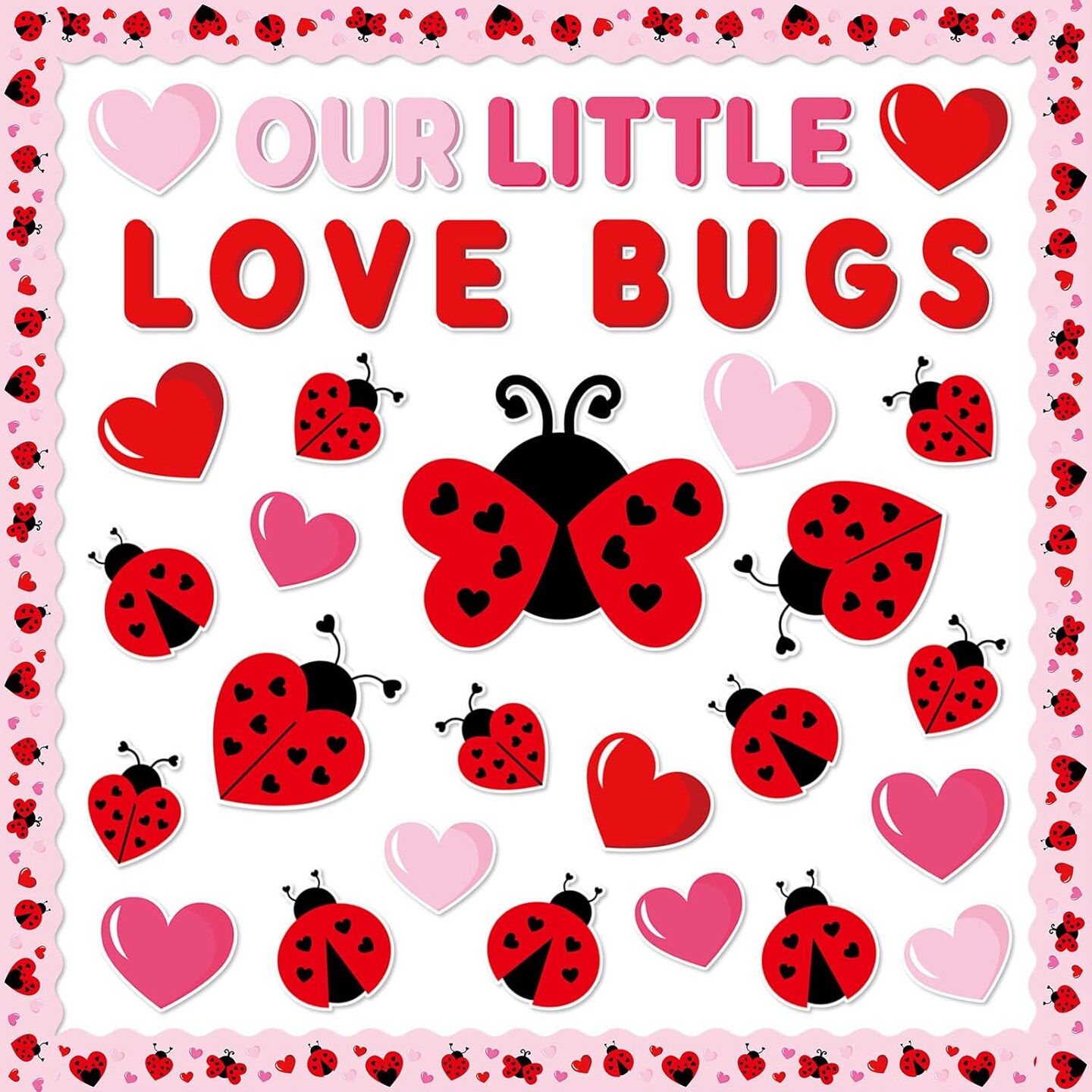 Valentine's Day Bulletin Board Decorations Love Bug Paper Cutouts ...