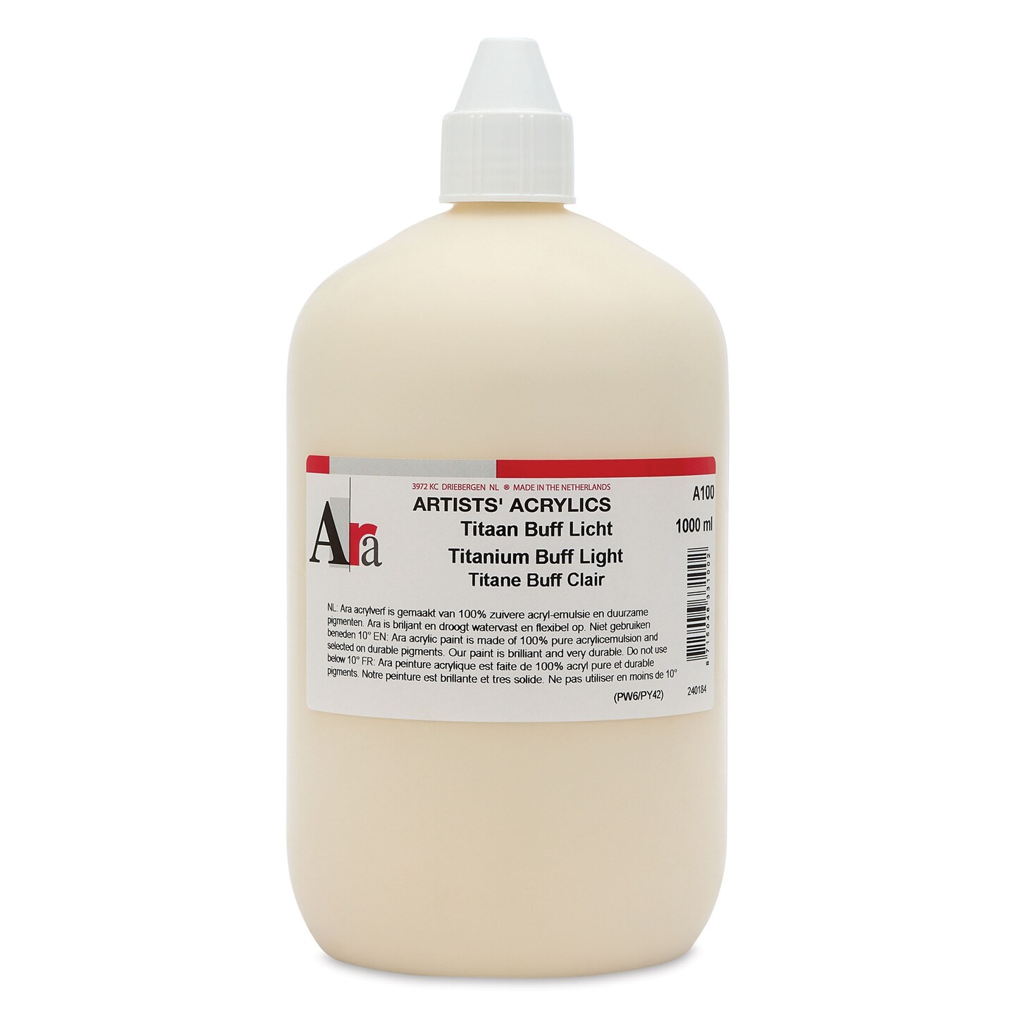 Ara Artists’ Acrylic Paint - Titanium Buff Light, 1000 ml bottle, Count ...