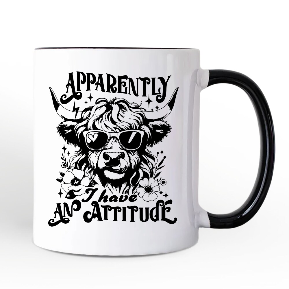 Apparently I Have an Attitude Highland Cow Valentine Mug, Sarcastic ...