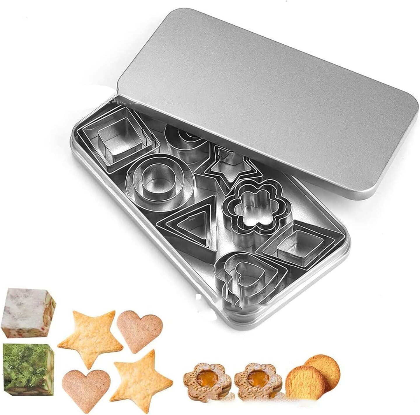 Stainless Steel Cookie Cutter Set with Storage Box 30 Pieces | Michaels