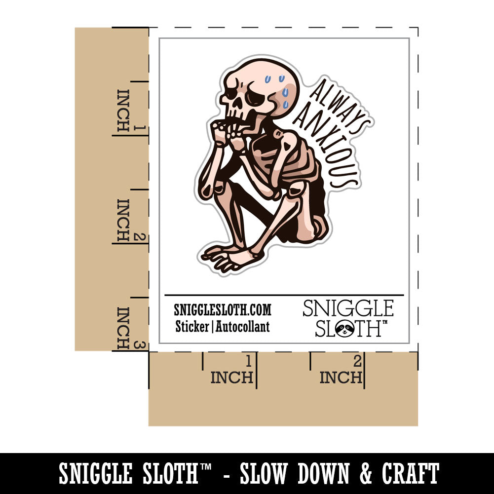 Water Bottle Sticker Set Always Anxious Skeleton Nervous Sitting Cute ...