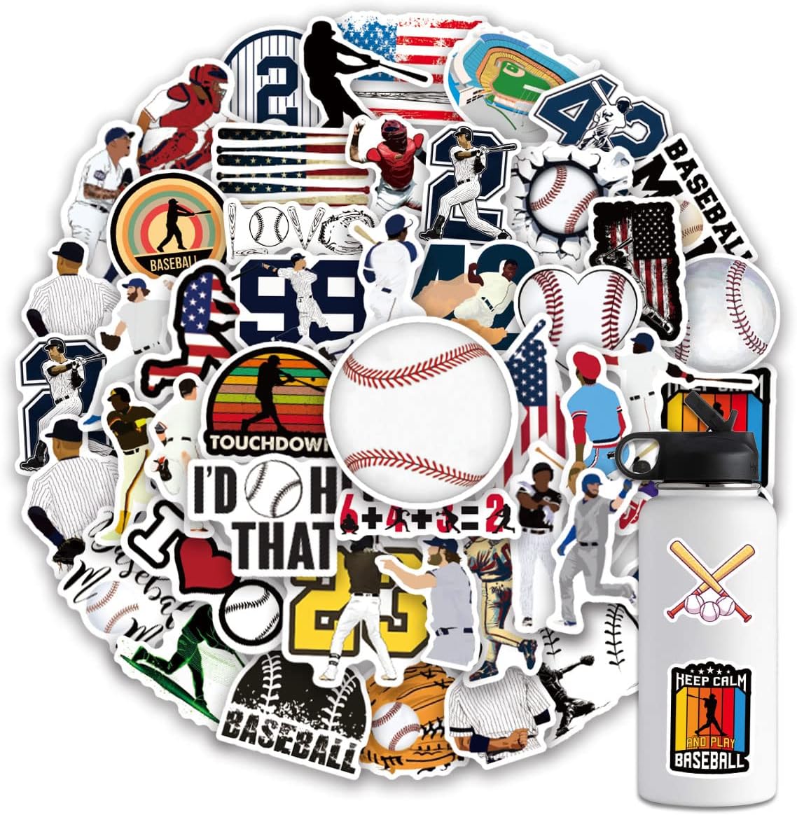 Baseball Stickers 100PCS Sports Baseball Stickers for Water Bottles ...