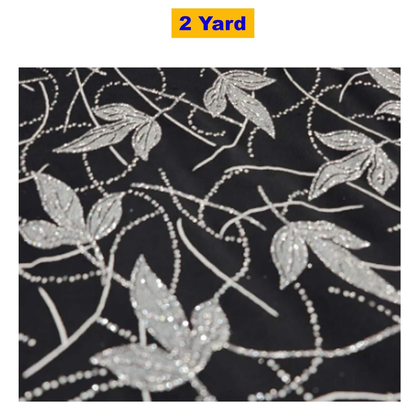 Silver Glitter Floral Flower Black Spandex Fabric | Michaels