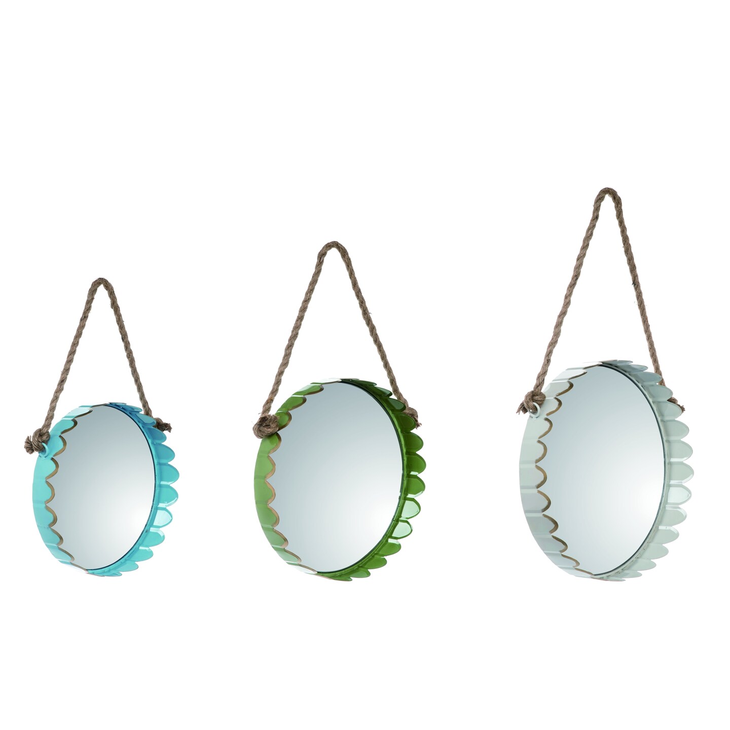 Transpac Glass 25 in. Multicolor Spring Mirror Wall Decor Set of 3 ...