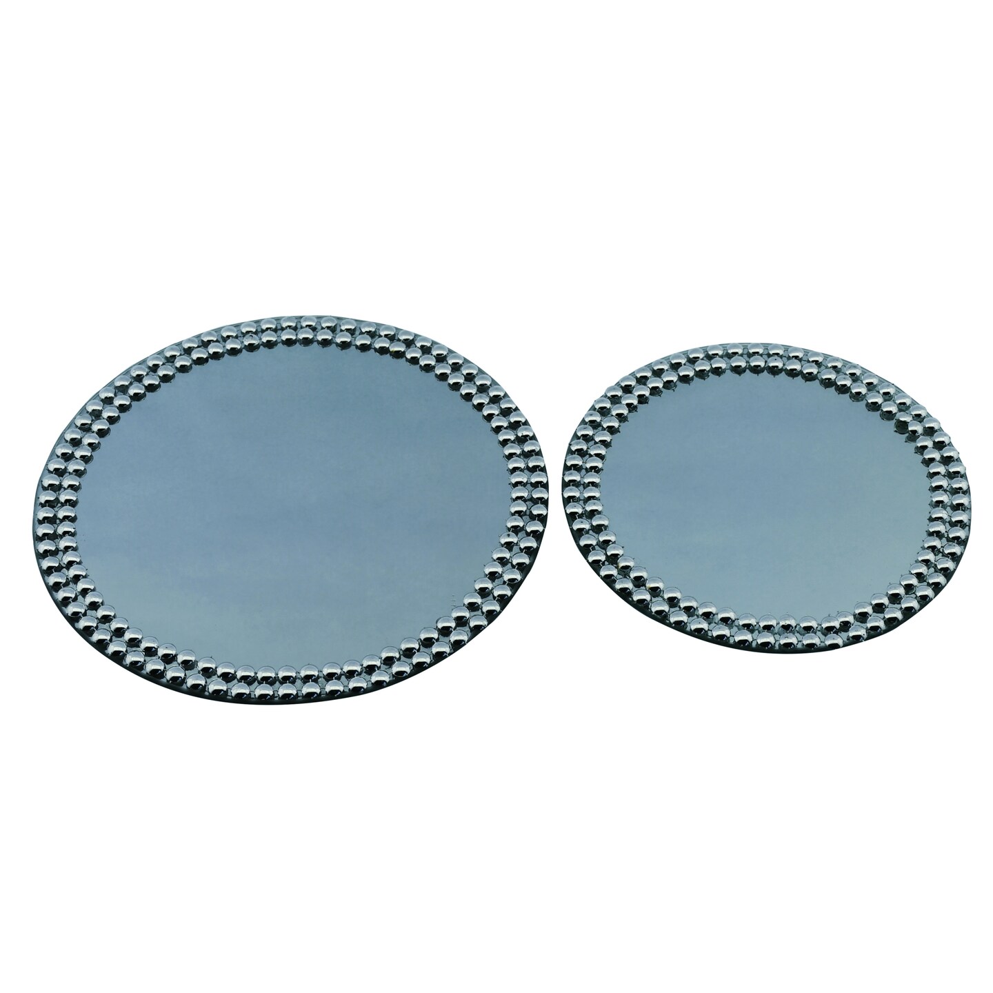 Transpac Glass Silver Christmas Mirror Table Decor Trays Set of 2, 9.8 ...