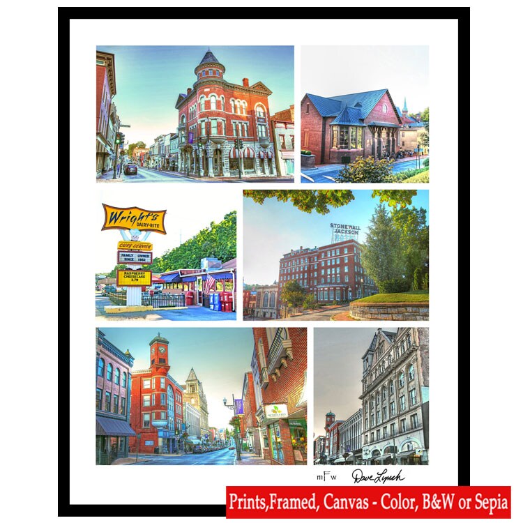 Staunton VA Virginia SIX PHOTO COLLAGE Skyline Decor Art Map Art ...