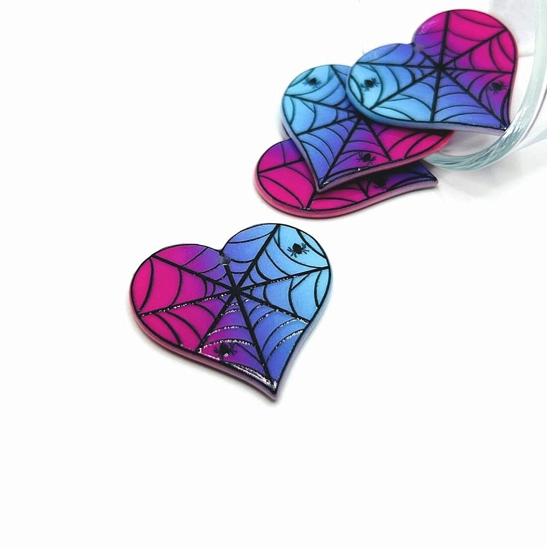 1, 4 or 20 Pieces: Punk Valentine's Day Heart with Spiderwebs Charms ...