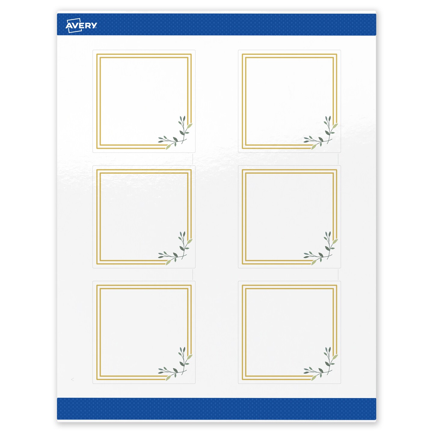 Avery Printable Square Labels, Gold Double Border with Florals, 3" x 3 ...