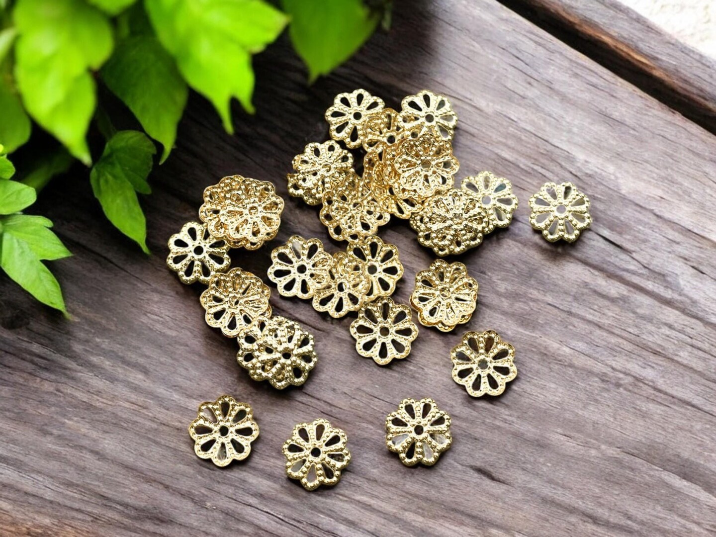 *50* 8mm 24k Gold Plated Brass Bead Caps | Michaels