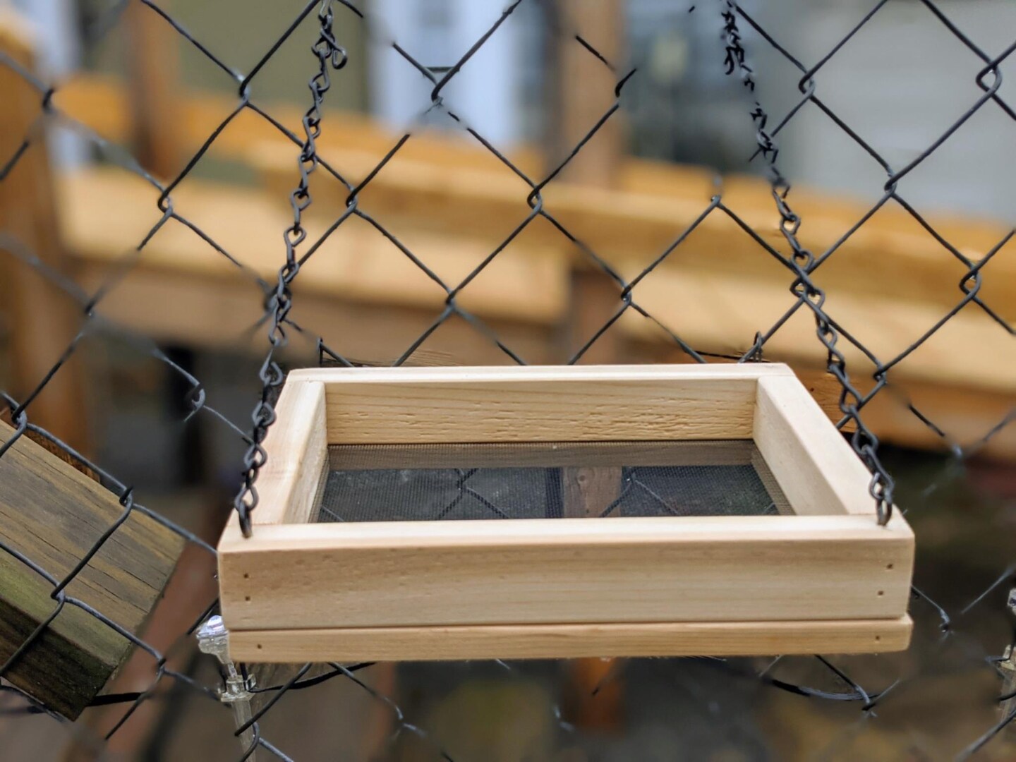 Chain Link Fence Feeder - Bird Seed Feeder with Hooks-Chain - Small ...